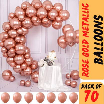 Flipkart.com | FLEXAA Solid Rose Gold HD Latex Metallic Balloons 10inch ...