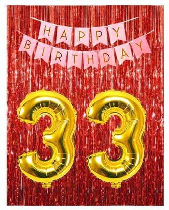 Flipkart.com | METROL Solid Number 33 Pink Printed Happy Birthday ...