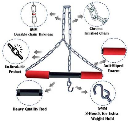 CODIVER Chin Up Bar Rod, Height Increaser Chin-Up Bar Rod Heavy Duty ...