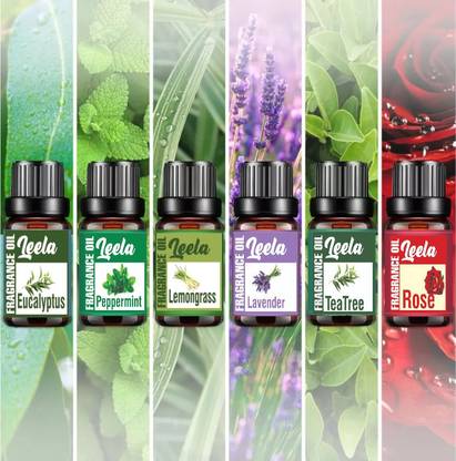 Leela Combo Pack (10ml Each) Rose,Lavender,Tea Tree,Mint,Lemongrass ...