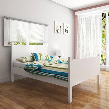 Malinaa WoodenStreet Single White Bed Solid Wood Single Bed Price in ...