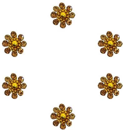 Comet Busters Beautiful Golden Floral Round Bindi With Stone Work ...