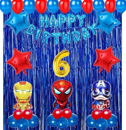 Attache Super hero Theme Foil Balloon for Birthday Decoration items (6 ...