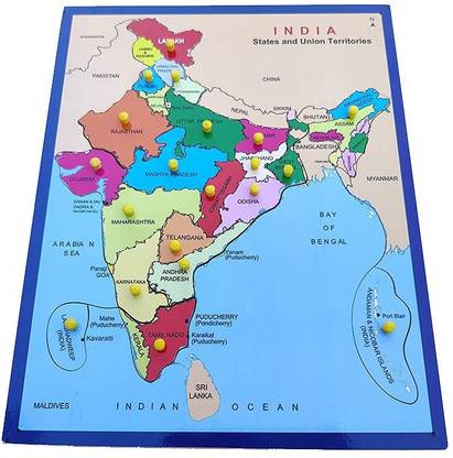 Cyrus DOWN PRICE Wooden India Map game educational board Puzzle State ...