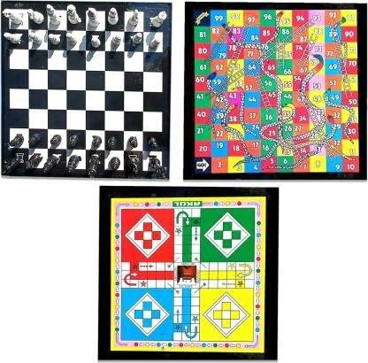 Spocco Wooden Ludo Game Snakes Ladders & Chess Board (16x16 Inch)WC8 Party & Fun Games Board ...
