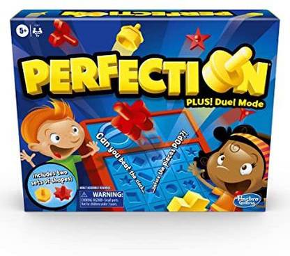 HASBRO GAMING Perfection Game Plus 2-Player Duel Mode Popping Shapes ...