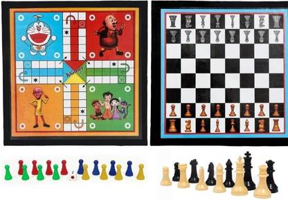Aksh ludo & Chess board Combo WithLudo coins 1 Chessmen coins Set Party ...