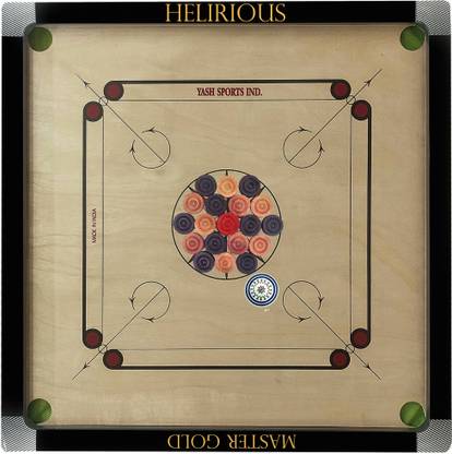 HELIRIOUS Master Gold 32 inch full size carrom board With wooden coin ...
