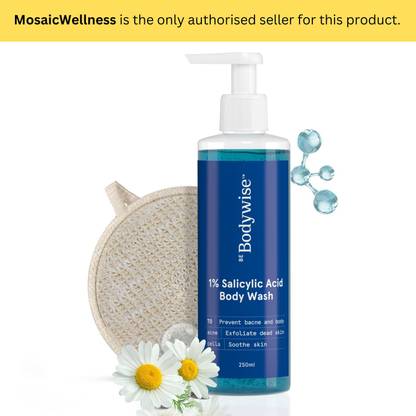 Be Bodywise 1% Salicylic Acid Body Wash 250ml with Natural Loofah for ...