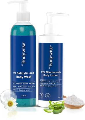 Bodywise Back Acne Kit | 1% Salicylic Acid Body Wash 375ml | 10% ...