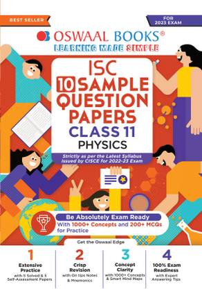 Oswaal ISC Sample Question Papers Class 11 Physics (For 2023 Exam): Buy ...