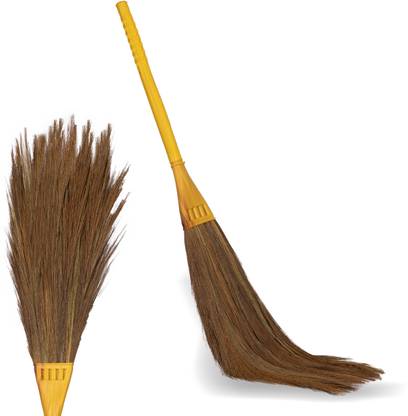 Krv Jumbo Plastic Five Finger Handle Broom Stick Zero Dust Grass Broom Grass Dry Broom Price in ...
