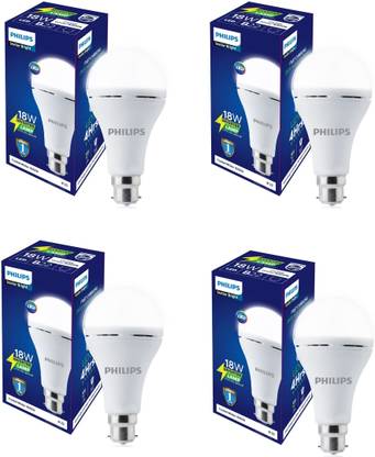 PHILIPS 18W B22 WHITE EMERGENCY LED BULB PACK OF-04 4 hrs Bulb ...