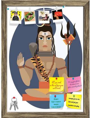 Artzfolio Hindu Deity Lord Shiva Notice Pin Board Antique Golden Frame ...
