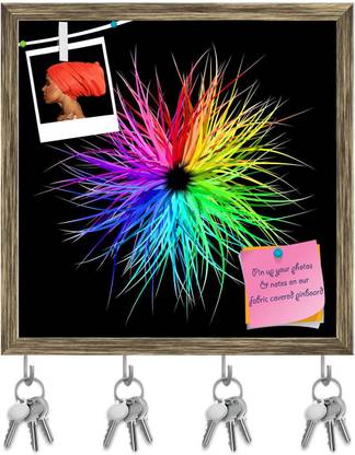 Artzfolio Rainbow Burst Pinboard with Key Holder Hooks Antique Golden ...