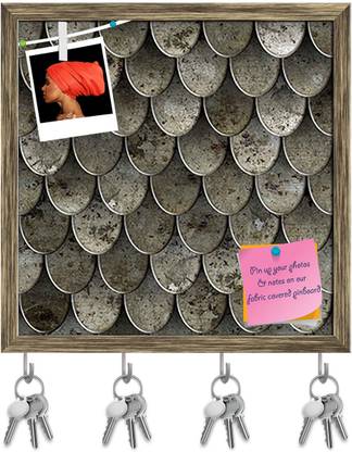 Artzfolio Cuirass Pinboard with Key Holder Hooks Antique Golden Frame ...