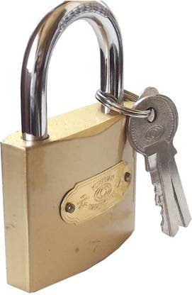 Mannat Stainless Steel Pressing Hard Gold Finish Lock with 3 Key ...