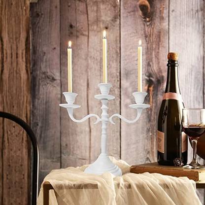 ZVASTI Zvasti Three Arm White Candelabra Candlestick Candle Holder ...