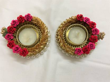 JUSTKRAFTS Pair of Jhalar Diya set / Candle Holders / T-Light Holders ...
