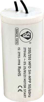 S J Motor starting capacitor/Condensor 200/250MFD ,50Hz 440V (WIRE TYPE ...