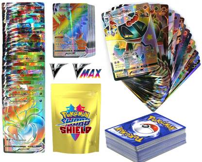 Bestie Toys Pokemon Cards Sword And Shield Vmax And V Shiny Cards (50 ...