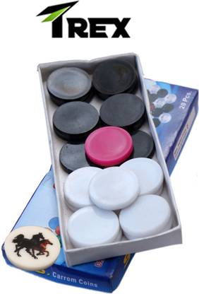 Trex Carrom Board 6MM Acrylic Plastic Coins with Stricker Carrom Pawns ...