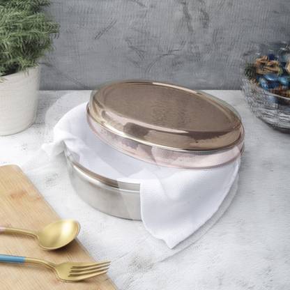 VarEesha Stainless Steel Chapati Box/Casserole with Hammered Gold Lid ...