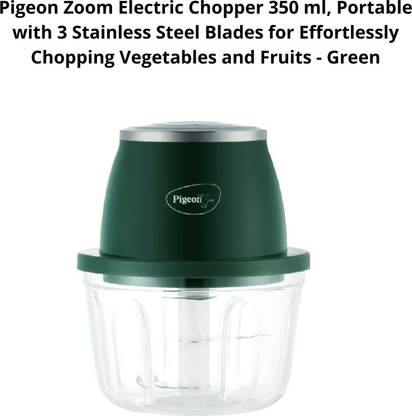 Pigeon Zoom 350 ml Portable, 3 Stainless Steel Blades (Green) Vegetable ...