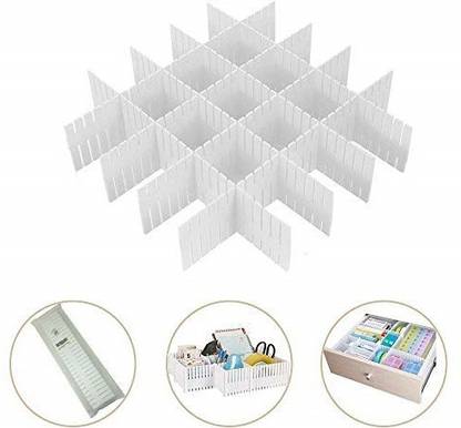 KUBAVA Interlocking Adjustable Drawer Clapboard Divider (8 Pc, White ...