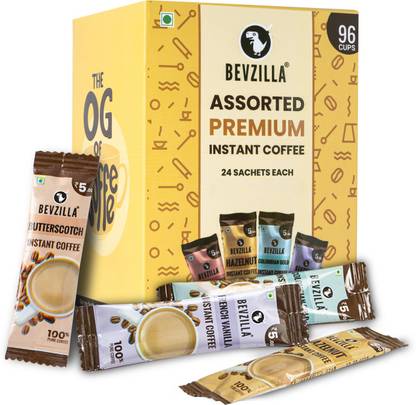 Bevzilla Instant Coffee Powder - 96 Sachets Box Flavour,24 Sachets Each ...