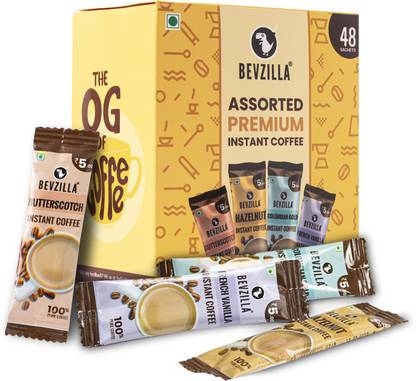 Bevzilla Instant Coffee Powder - 48 Sachets Box,Assorted Flavour,12 ...