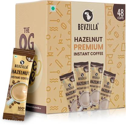 Bevzilla Instant Coffee Powder Box - 48 Sachet (Hazelnut), Pure Arabica ...