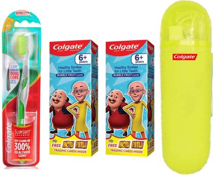 Colgate SlimSoft Advance Ultra Soft Toothbrush+ Kid's Motu Patlu Bubble ...
