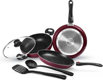 MILTON Pro Cook Kitchen Jewel Set(Frypan; Kadhai; Tawa; Laddle; Spatula ...