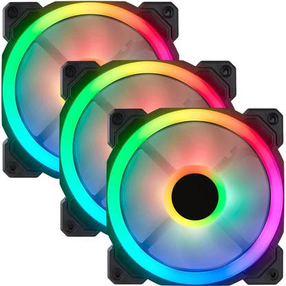 ENTWINO RGB CPU Cooling Fans Pack of 3, RGB Ring LED Fans, Cooling ...