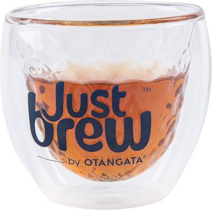 JustBrew Pack of 1 Glass Diamond Cut Glass Cup Double-Layered Clear ...