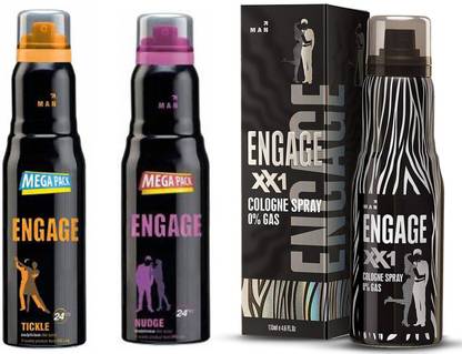 Engage Tickle, Nudge & XX1 (Zero GAS) Perfume Body Spray Combo Perfume ...