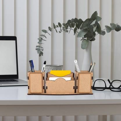 Flipkart.com | LAKHAJI 4 Compartments wooden office table pen stand ...