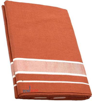 Sakhti Mens Cotton Kavi Dhoti with Multi-Color Border 2.00 Mtrs Temple ...