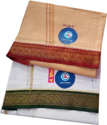 Jinka Lakshmi Collections 100% Handloom Cotton Dhoti With Big Borders 4 ...