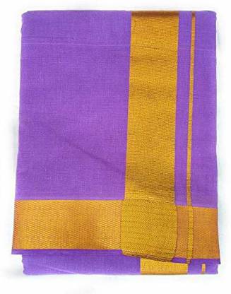 Sakhti Mens Cotton Kavi Dhoti with Multi-Color Border 2.00 Mtrs Temple ...