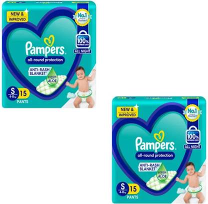 Pampers Baby dry diaper pants Small S 15+15 pack of 2 - S - Buy 1 ...
