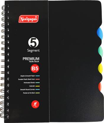 NEELGAGAN Premium Note Book B5 Five Subject With Separator 300 Page Pocket At The Back Assorted ...