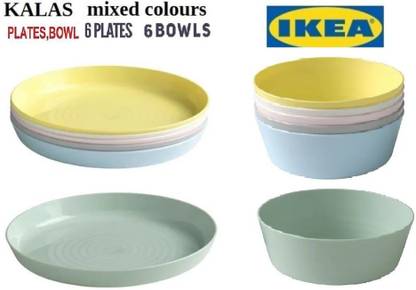 IKEA Pack of 12 Plastic Ikea Kalas Plates & Bowls( 6+6) Dinner Set ...