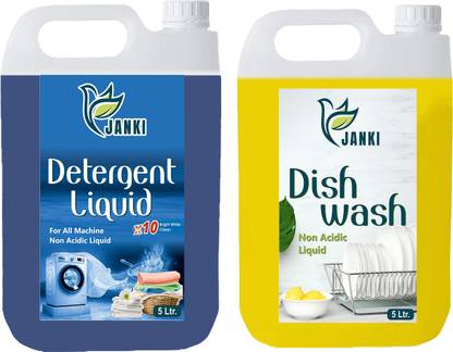 Janki 5Ltr dishwashLiquid &5 ltr Liquid Detergent Washing Machine(combo ...