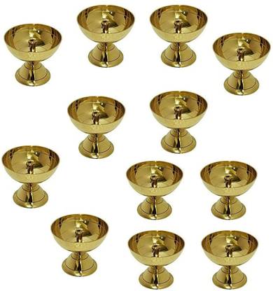 FALAK ENTERPRISES Brass Pyali Deep Diya for Puja| Heavy Base Aarti Diya ...