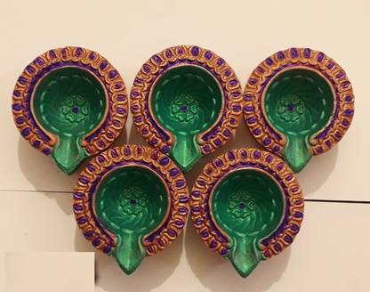 VVS GLOBAL TRADE Set of 4 Handmade Traditional Clay Mitti Diya ...