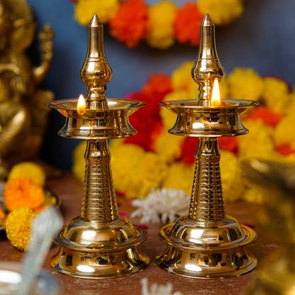 StatueStudio Brass Set of 2 Diya for Pooja Aarti & Diwali Decoration ...
