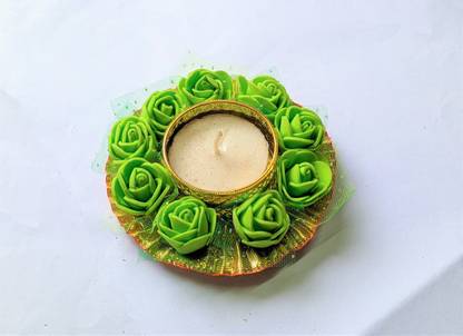 Manjri MANJRI SMALL DIYA WITH GREEN WOOL & ECO-FRIENDLY DIYA Wool ...