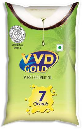 VVD Gold Pure Coconut Oil - 1 Litre Flexi pouch | Cooking Oil with Good ...